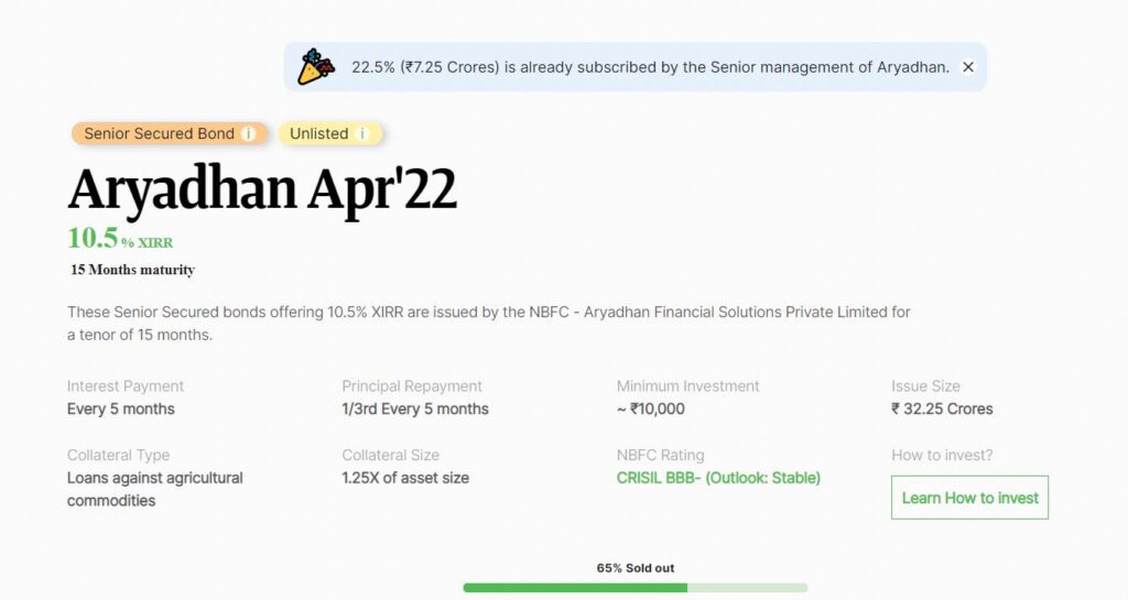WintWealth Aryadhan Bond-10.5% IRR - Random Dimes