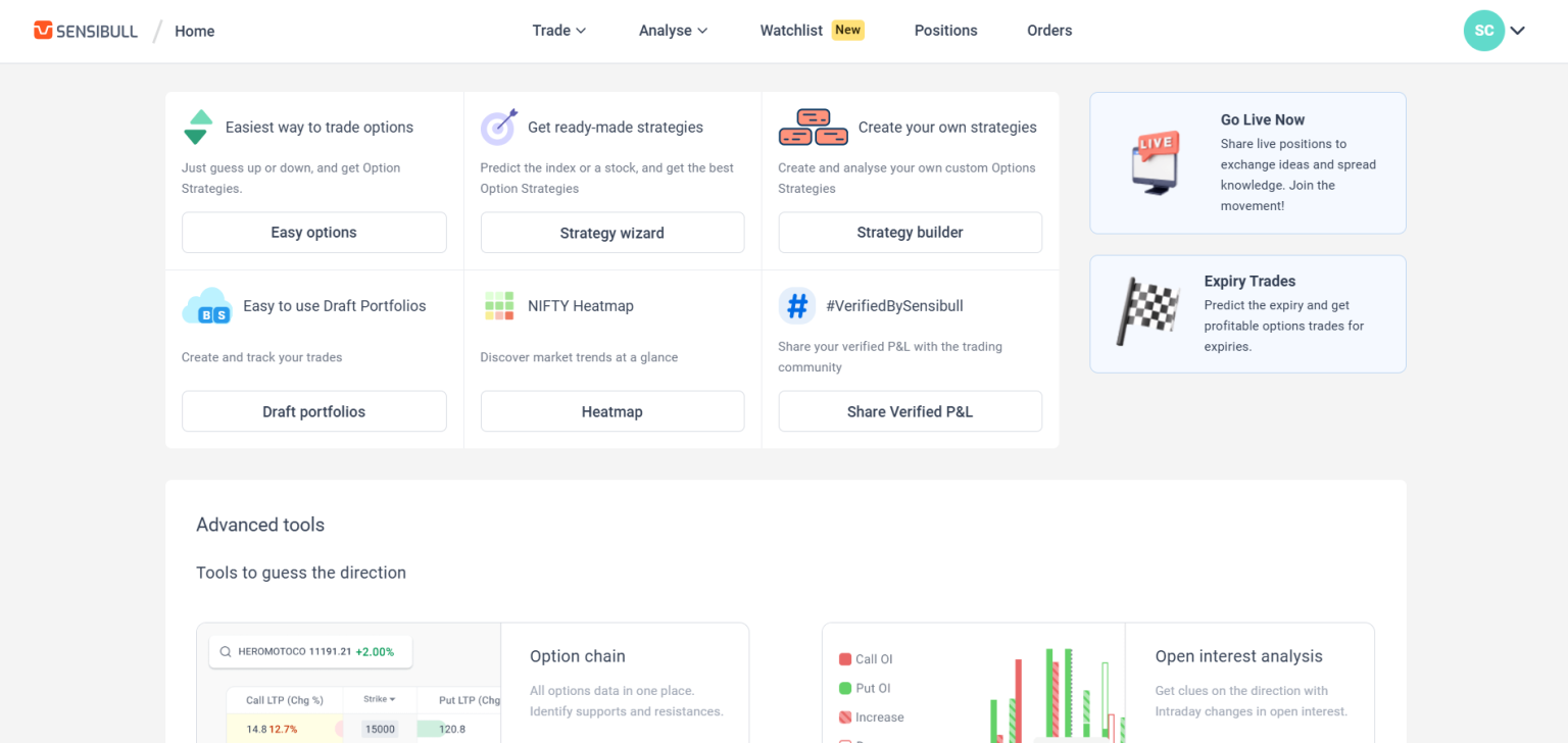 Sensibull Review- Free Options Trading Platform - Random Dimes